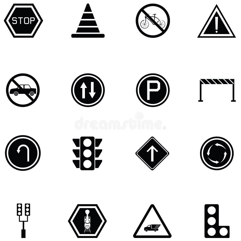 Traffic icon set stock vector. Illustration of barrier - 138956806