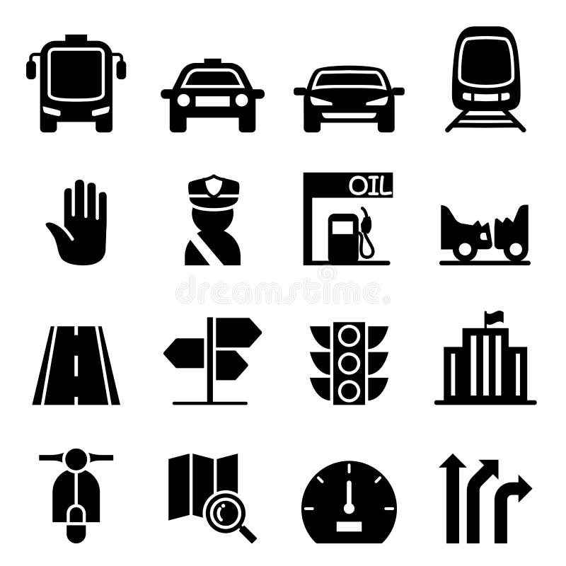 Traffic icon set stock vector. Illustration of sign, station - 17366854