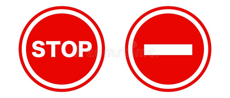Red Stop-mark Icon Set. Vector. Stock Vector - Illustration of safety ...