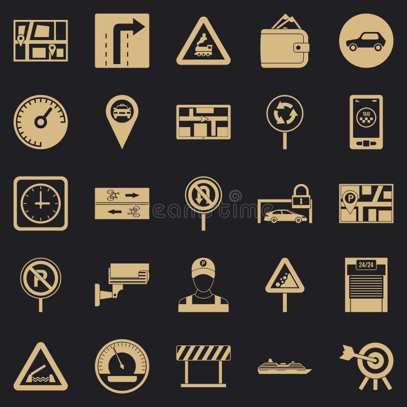 Traffic Icons Set, Simple Style Stock Vector - Illustration of office ...
