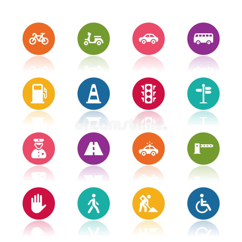 Traffic Icons White on Black Flat Design Circle Set Big Stock Vector ...