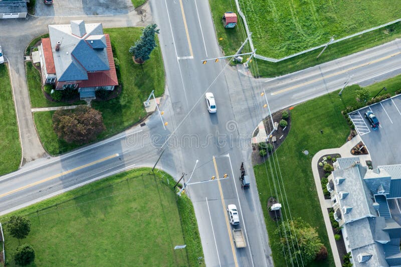 Intersection Aerial View stock image. Image of cars, driveway - 99438241