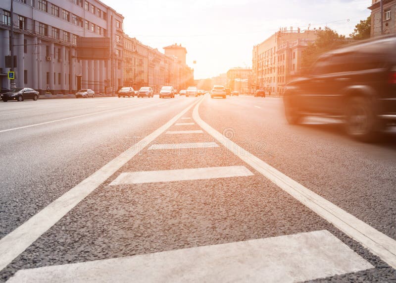 Traffic Island in the Middle of the Road Stock Image - Image of asphalt ...