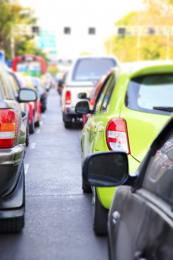 A Traffic Jam with Rows of Cars Stock Image - Image of interstate ...