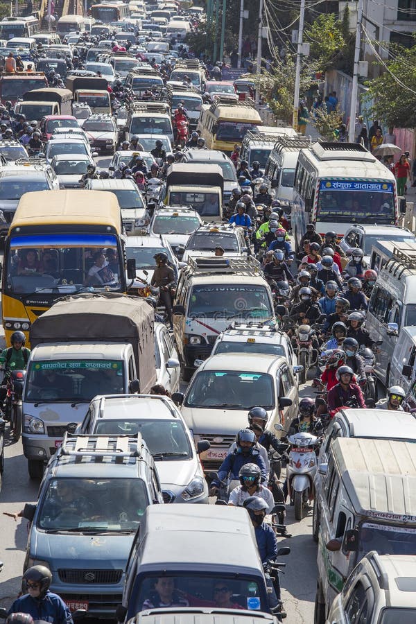 Traffic Jam and Air Pollution in Central Kathmandu, Nepal Editorial ...