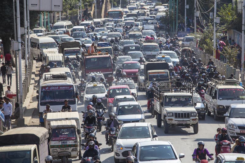 Traffic Jam and Air Pollution in Central Kathmandu, Nepal Editorial ...