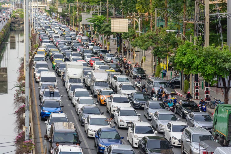 Traffic Jam in Bangkok City in Long Weekend Editorial Stock Photo ...