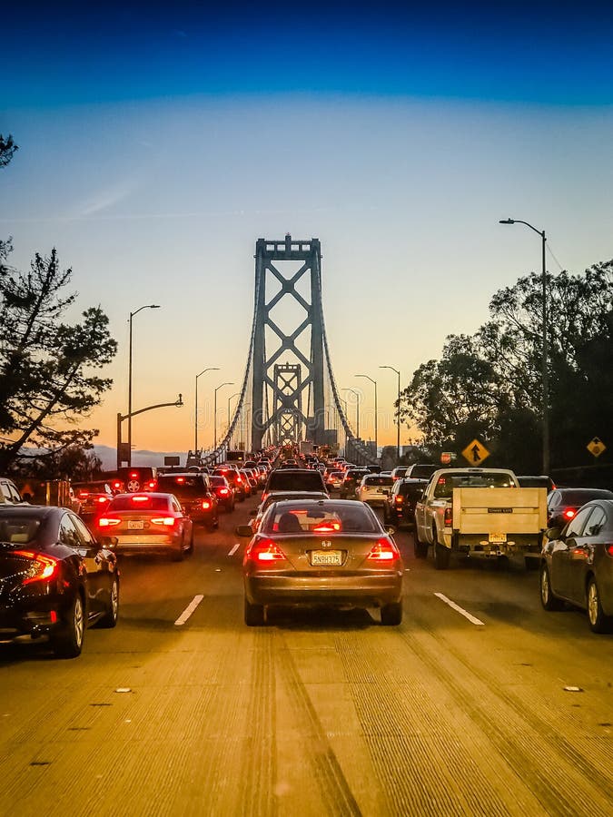 Traffic Jam on the Bay Bridge Editorial Stock Image - Image of rush ...