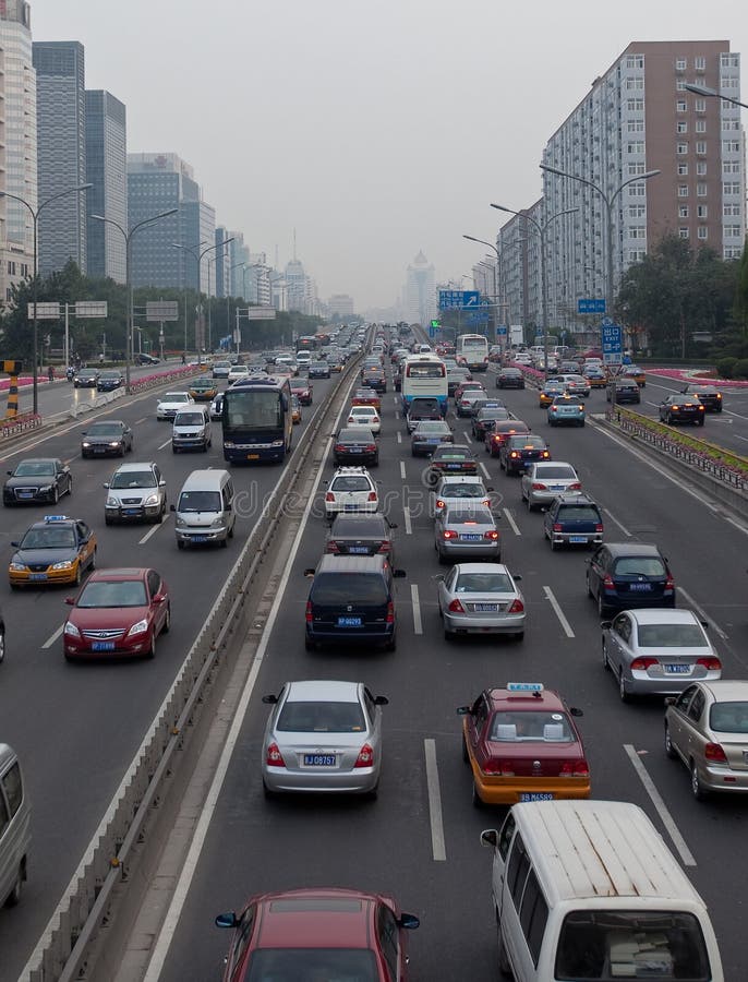 Traffic Jam in Beijing at Night Editorial Stock Photo - Image of bumper ...