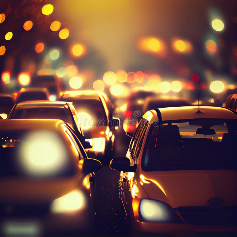 Traffic Jam, Blurred Bokeh Background - AI Generated Image Stock ...