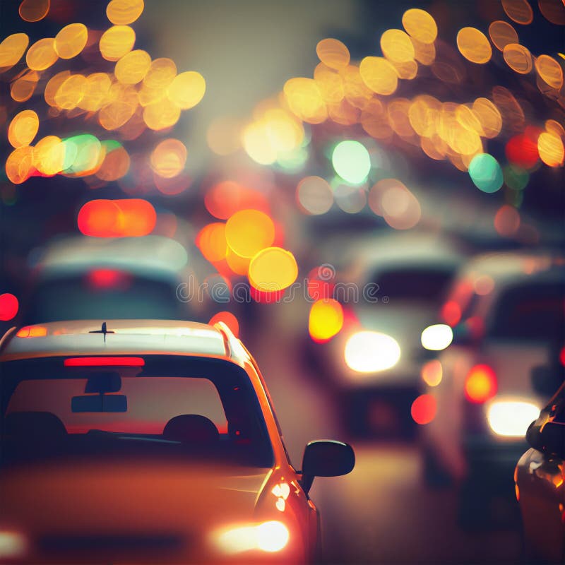 Traffic Jam, Blurred Bokeh Background - AI Generated Image Stock ...
