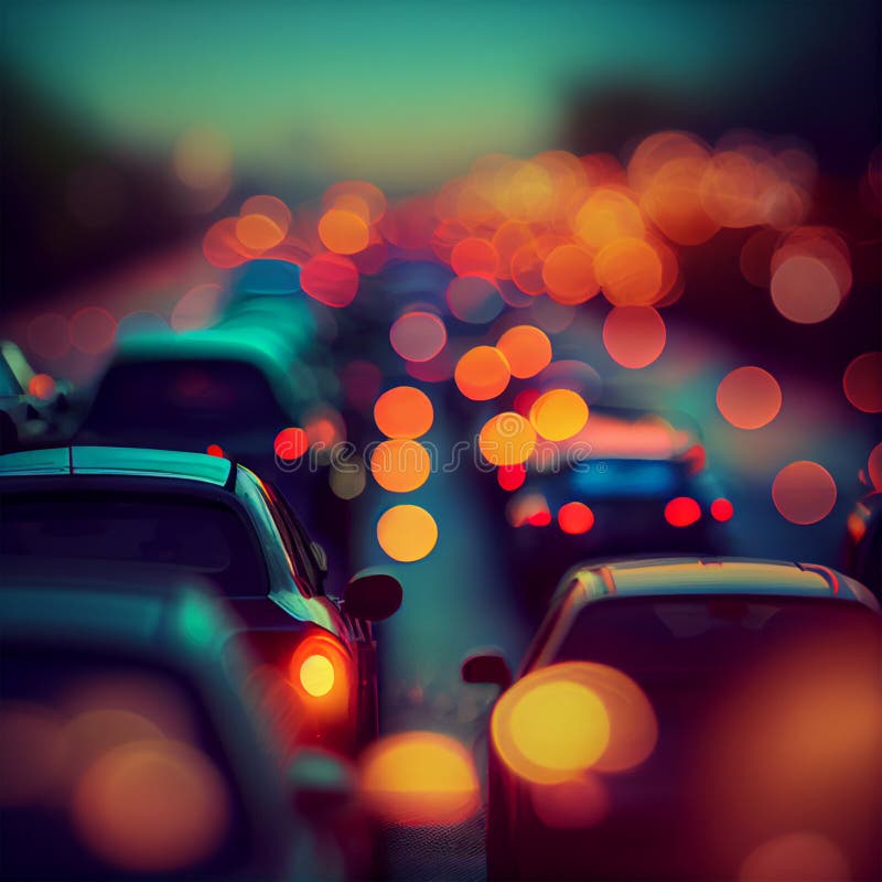 Traffic Jam, Blurred Bokeh Background - AI Generated Image Stock ...