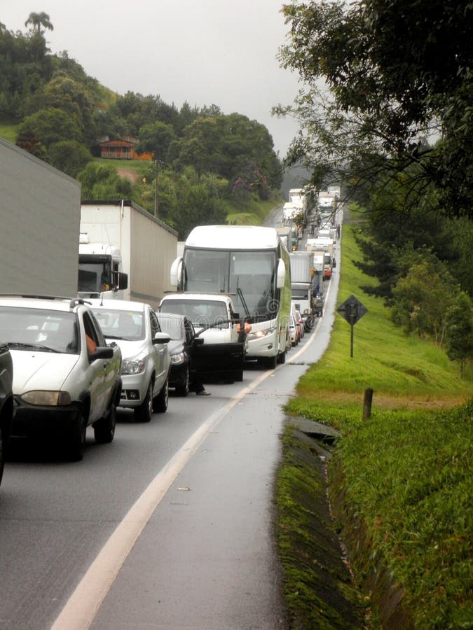 Traffic Jam Brazil Highway stock photo. Image of heavy - 39879934