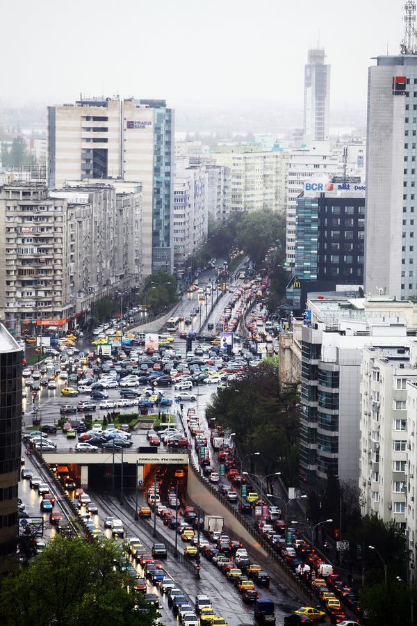 Traffic jam in Bucharest editorial stock photo. Image of auto - 42303538
