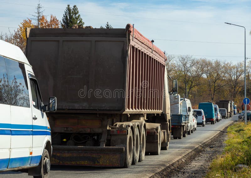 Traffic Jam on Busy Road Cars in Row Editorial Photography - Image of ...