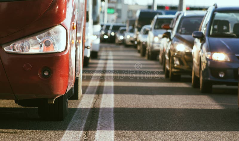 Traffic jam on busy road stock image. Image of common - 120664107