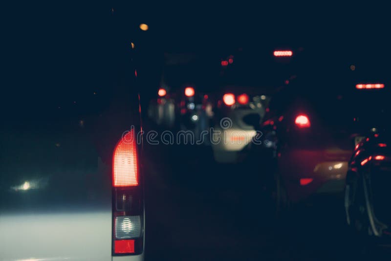 Cars Break on the Road at Night. Stock Photo - Image of dark, blue ...