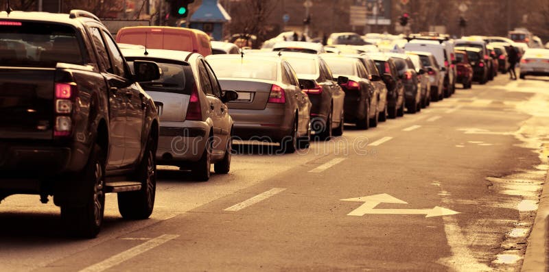 Traffic Jam Cars on the Street Stock Photo - Image of road, motion ...