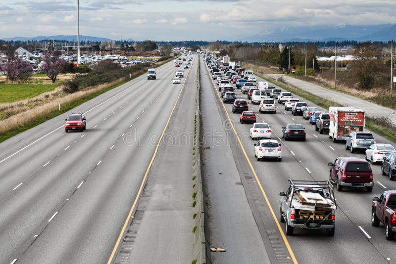 Traffic Jam Compared To Open Road Editorial Stock Image - Image of cars ...