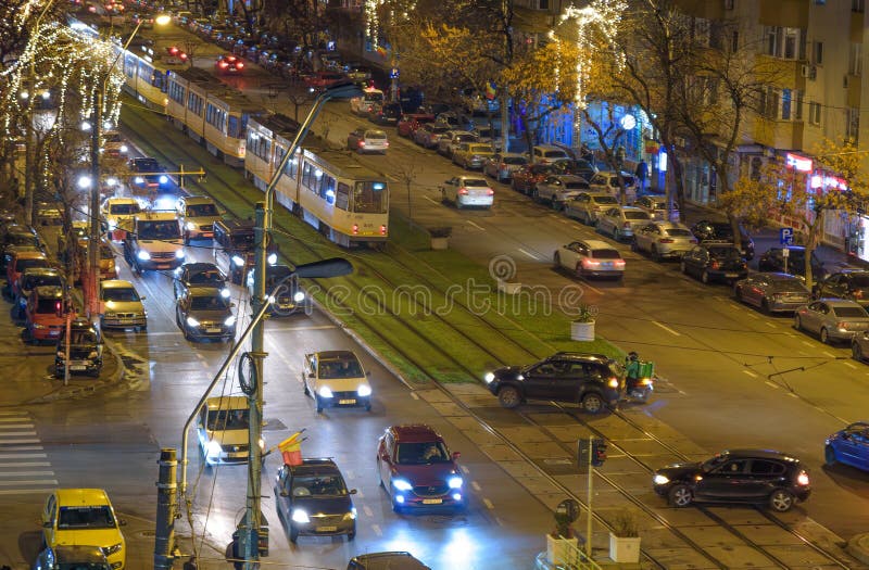 Traffic Jam Congestion, Tram Accident in Bucharest. Editorial Image ...