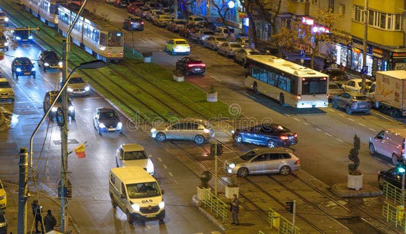 Traffic Jam Congestion, Tram Accident in Bucharest. Editorial Stock ...