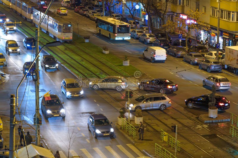 Traffic Jam Congestion, Tram Accident in Bucharest. Editorial Image ...