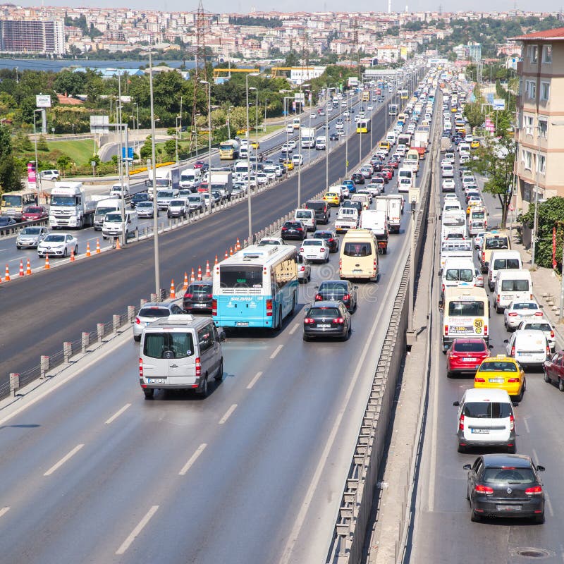 Traffic Jam at E5 Highway, Istanbul Editorial Stock Photo - Image of ...