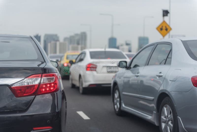 Traffic Jam on Express Way with Row of Cars Stock Image - Image of ...