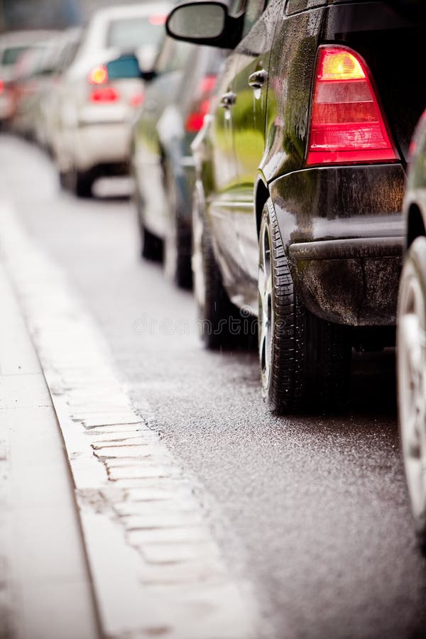 Traffic Jam in Flooded Highway Cause Rain Stock Image - Image of commuters, line: 14340313