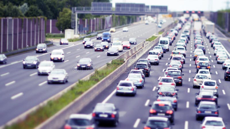 Traffic Jam on Four-lane Freeway Stock Photo - Image of lanes ...