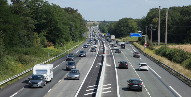 Traffic Jam on a French Four-lane Highway Stock Photo - Image of ...
