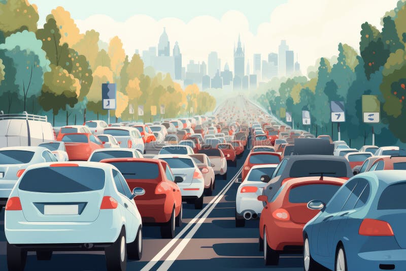 Traffic Jam on the Highway AI Generated Stock Photo - Image of ...