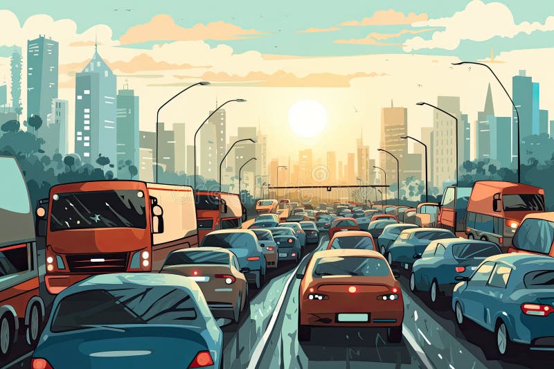Traffic Jam on the Highway AI Generated Stock Illustration ...