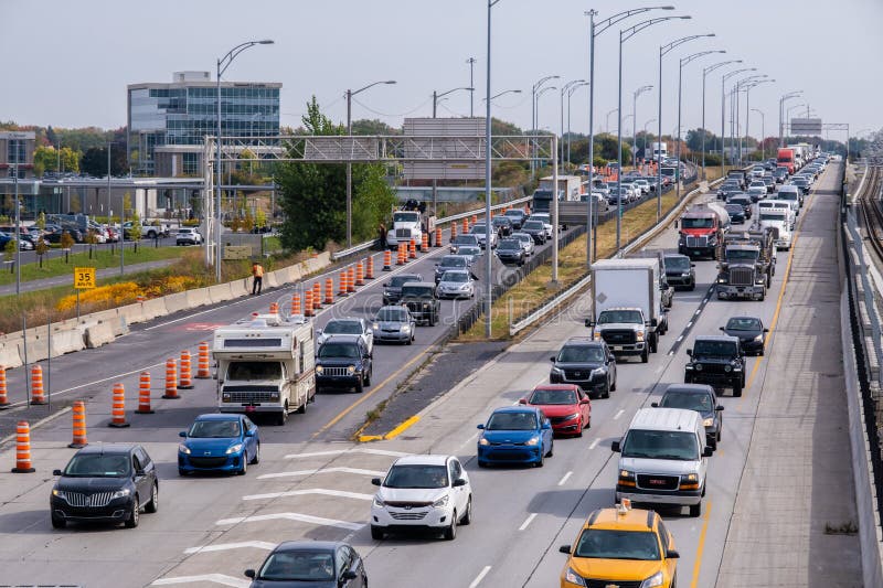 Traffic Jam on Highway a-10 in Brossard Editorial Image - Image of ...