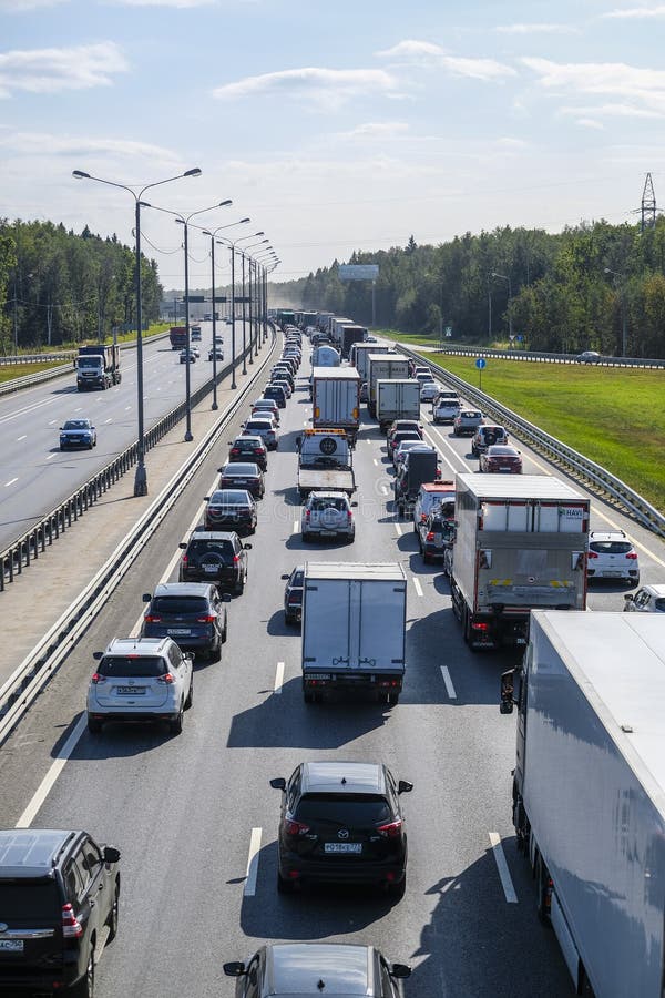 Traffic jam on the highway stock photo. Image of road - 127230294