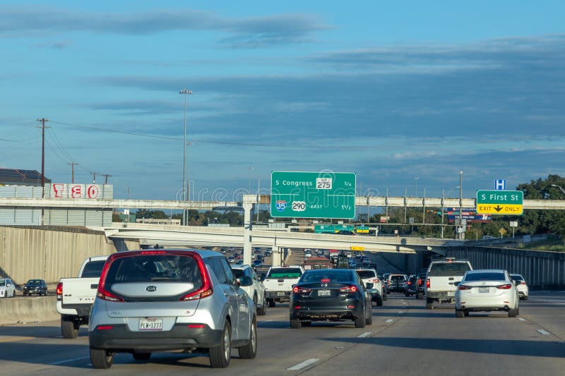 Traffic Jam at the Interstate 35 in the Suburban Area of Austin, USA ...
