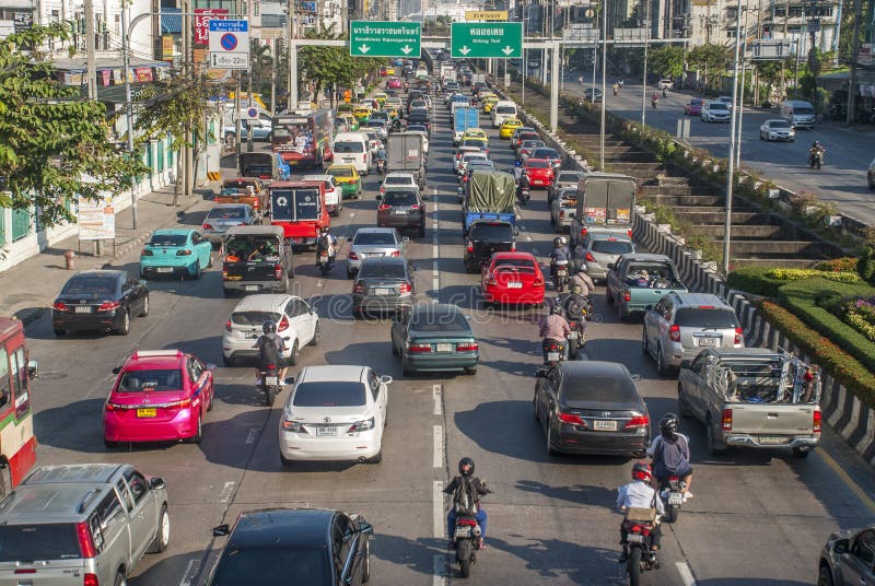 Traffic Jam in the Morning in Bangkok Editorial Photo - Image of ...