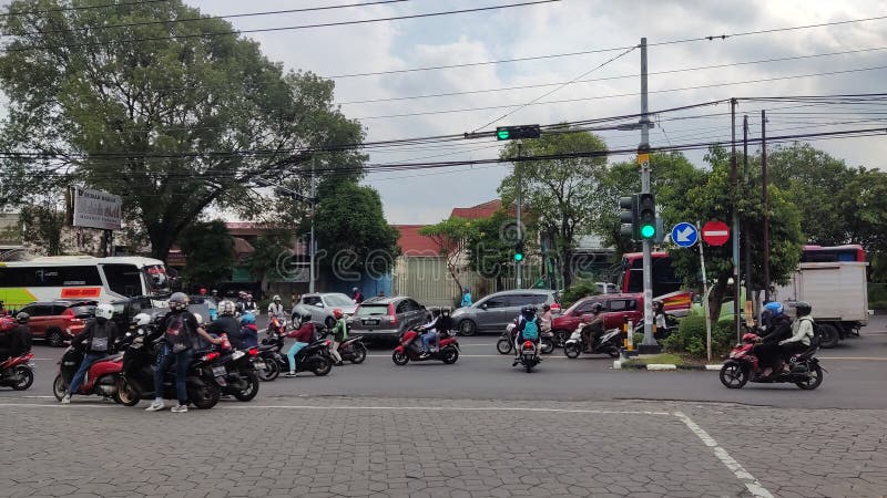 Traffic Jam Motorcycle Bus Car Editorial Photography - Image of three ...