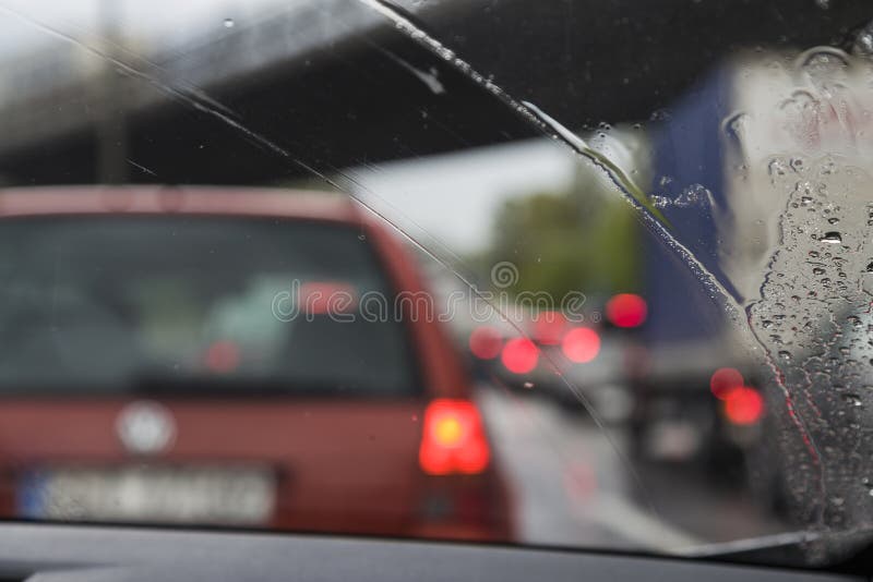Traffic jam in the rain stock photo. Image of depth, hour - 41035208