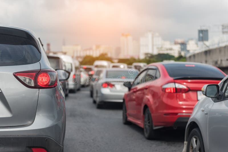 Traffic Jam with Row of Car Stock Image - Image of background, private ...