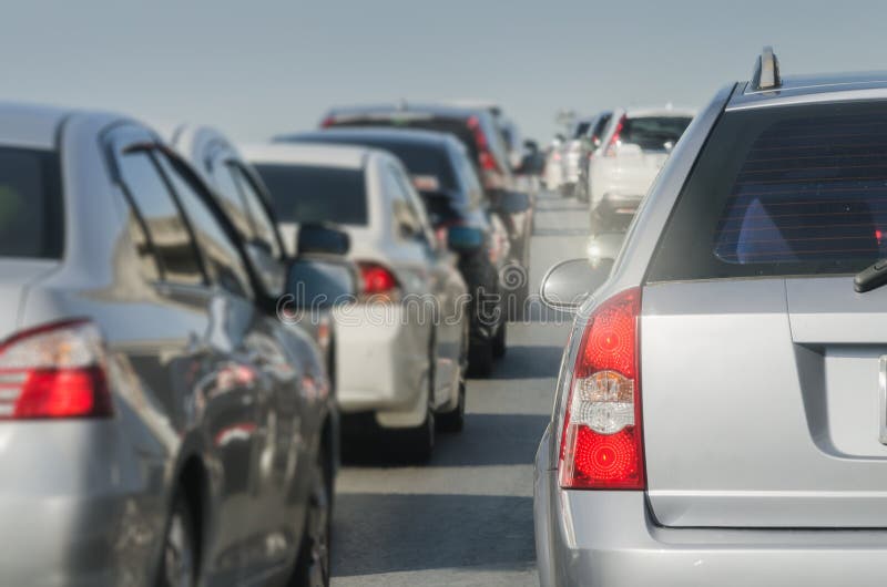 Traffic Jam with Row of Cars on Express Way Stock Photo - Image of ...