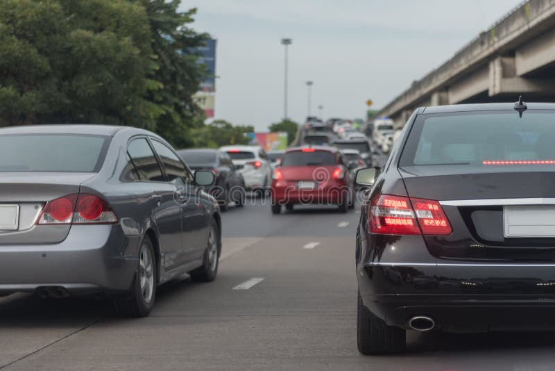 Traffic Jam with Row of Cars Stock Photo - Image of scene, moving ...