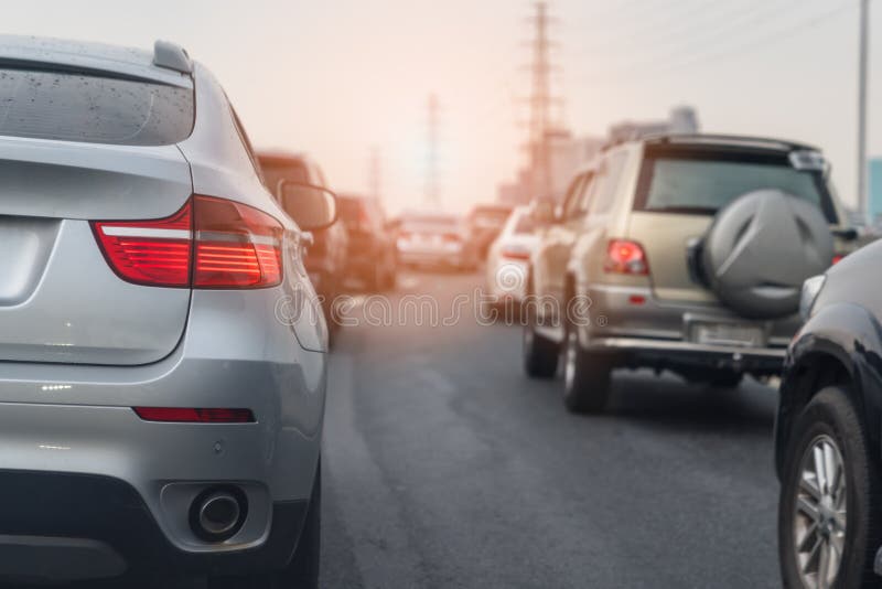 Traffic Jam with Rows of Cars Stock Photo - Image of moving, lots ...