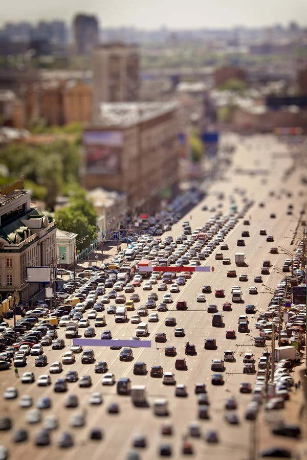 Traffic Jam with Tilt-shift Effect Stock Image - Image of speed, focus ...