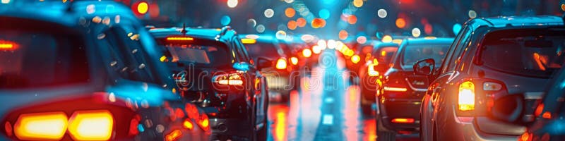 Traffic Jam in Urban Street Vehicles in Row Stock Image - Image of ...