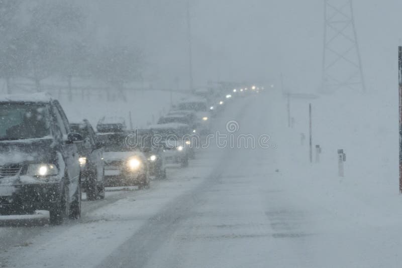 Traffic jam in the winter stock image. Image of holidays - 210218123