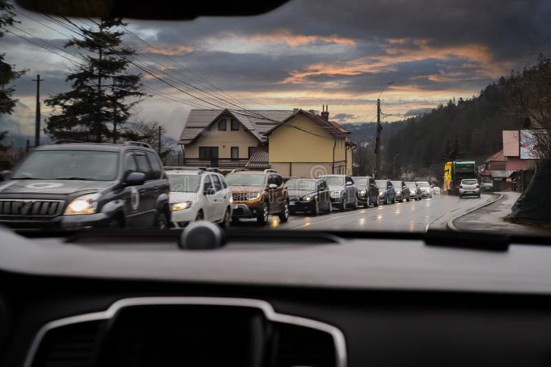 Traffic Jam from the Window View from the Window on the Background of ...