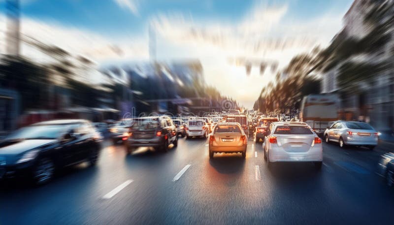 Traffic Jam. Zoom Blur Effect Stock Illustration - Illustration of ...