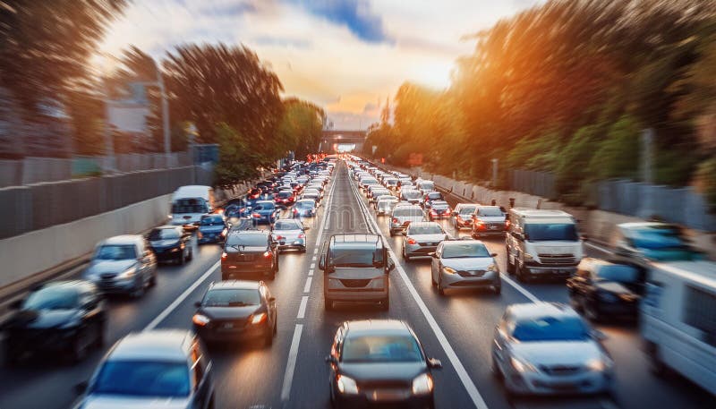 Traffic Jam. Zoom Blur Effect Stock Illustration - Illustration of ...