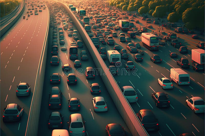 Traffic Jams, Created with Generative AI Technology Stock Illustration ...